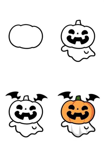 万圣节简笔画彩色怎么画_万圣节彩色简笔画教程-第2张图片-山城妙识